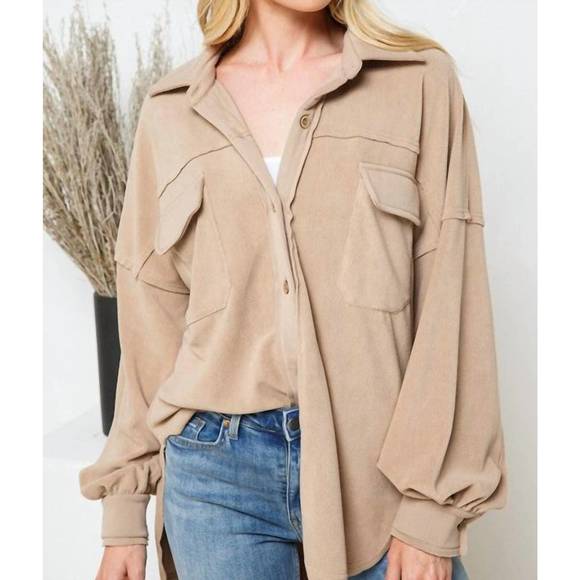 blue b | Jackets & Coats | New Blue B Sunset Fleece Shacket In Tan ...
